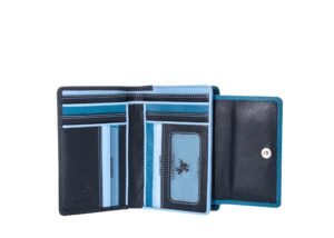 visconti rb98 multi colored soft leather ladies/girls compact bifold wallet & purse (blue)