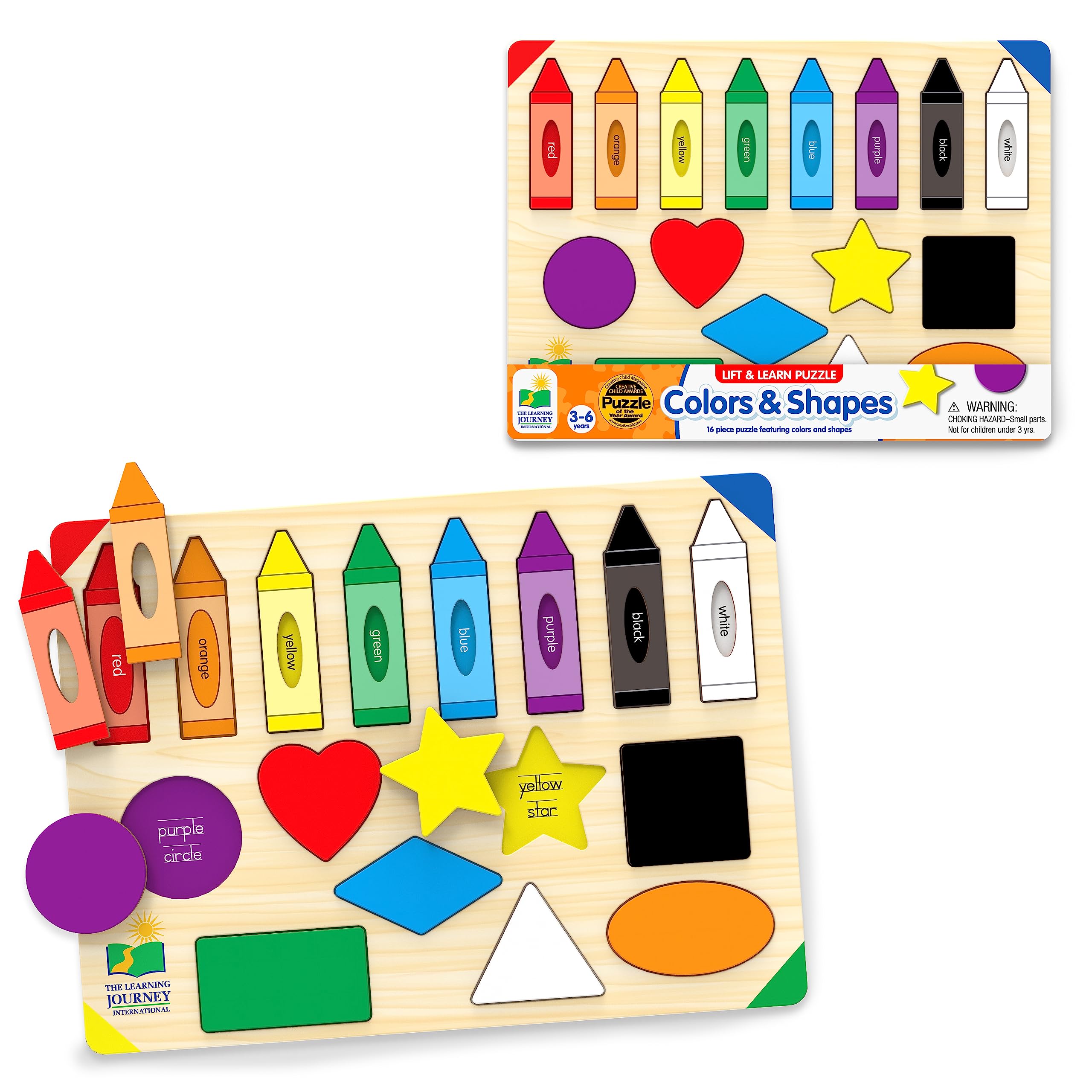 The Learning Journey: Lift & Learn Puzzle Colors & Shapes – Preschool Toys & Activities for Children Ages 3 and Up – Award Winning Educational Toy