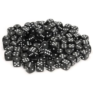 we games bulk black dice set - 100 pack of rounded corner 6 sided 16mm dice for dice games, casino nights, and more