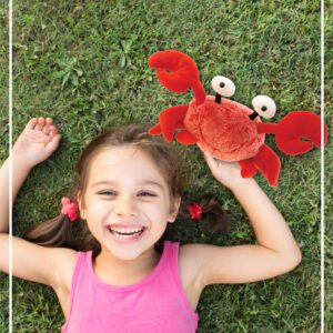 DolliBu Red Crab Stuffed Animal - Super Soft Crab Plush Toy, Cute Crab Ocean Stuffed Animal for Boys and Girls, Adorable Red Stuffed Animal Crab Toy Gift for Kids, Teens, and Adults -12 Inches