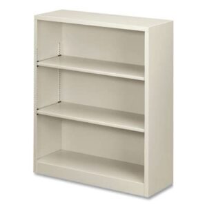 HON Metal Bookcase, Three-Shelf, 34.5w x 12.65d x 41h, Light Gray