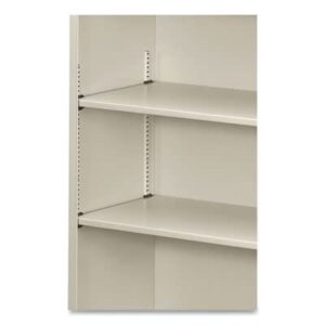 HON Metal Bookcase, Three-Shelf, 34.5w x 12.65d x 41h, Light Gray