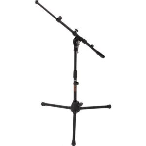 auray ms-5220t short tripod microphone stand with telescoping boom