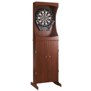 outlaw electronic dartboard and 81-in free-standing cabinet - cherry finish