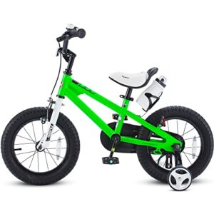 RoyalBaby Freestyle Kids Bike Boys Girls 16 Inch BMX Childrens Bicycle with Training Wheels & Kickstand for Ages 4-7 years, Green