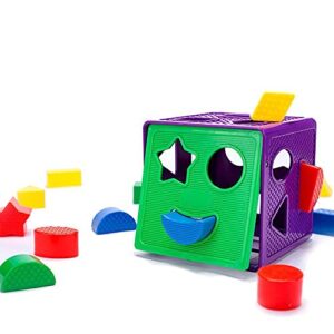 BOHS Geometric Shape Sorting Cube Baby Toys, with 18 Shapes and 1 Cube