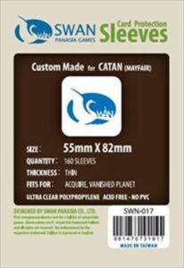 swan card sleeves (55x82mm) - 160 pack, thin sleeves - catan (mayfair), acquire