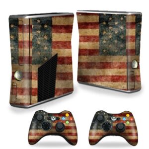 mightyskins skin compatible with x-box 360 xbox 360 s console - vintage flag | protective, durable, and unique vinyl decal wrap cover | easy to apply, remove, and change styles | made in the usa