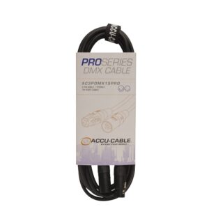 accu cable, pro series dmx stage light cable, 3 pin connection ac3pdmx15pro (15 ft)