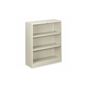 hon metal bookcase, three-shelf, 34.5w x 12.65d x 41h, light gray