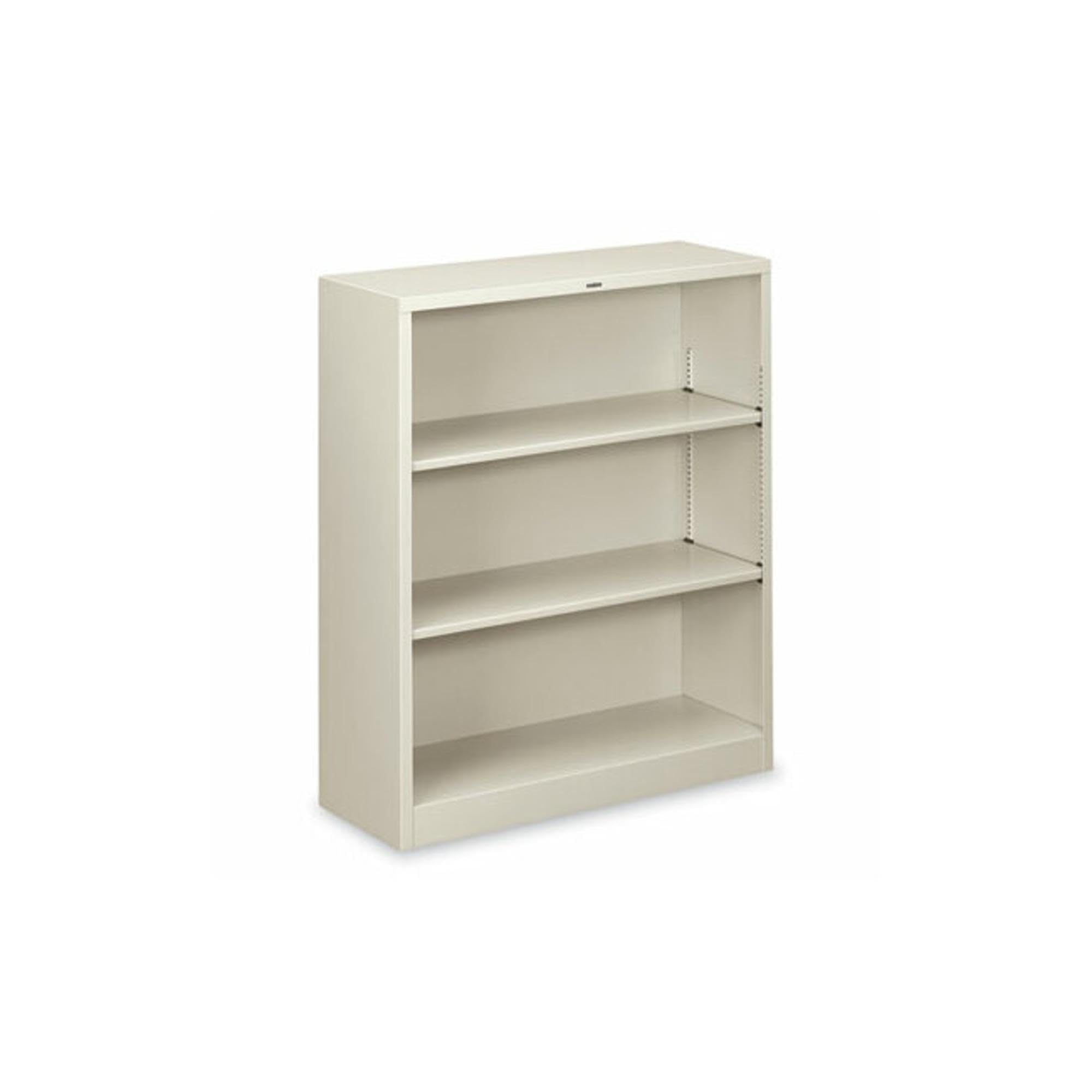 HON Metal Bookcase, Three-Shelf, 34.5w x 12.65d x 41h, Light Gray