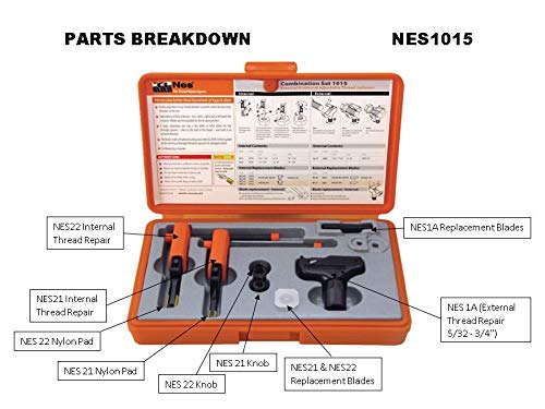 Nes Universal External/Internal Thread Repair Kit NES1A, 21, 22, 3-Piece, NES1015 , Orange