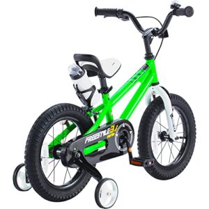 RoyalBaby Freestyle Kids Bike Boys Girls 16 Inch BMX Childrens Bicycle with Training Wheels & Kickstand for Ages 4-7 years, Green