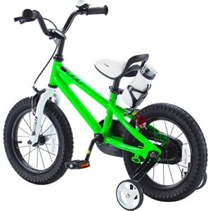 RoyalBaby Freestyle Kids Bike Boys Girls 16 Inch BMX Childrens Bicycle with Training Wheels & Kickstand for Ages 4-7 years, Green