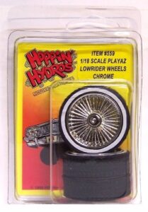 hoppin hydros 1/18 scale playaz rims and whitewall tires chrome