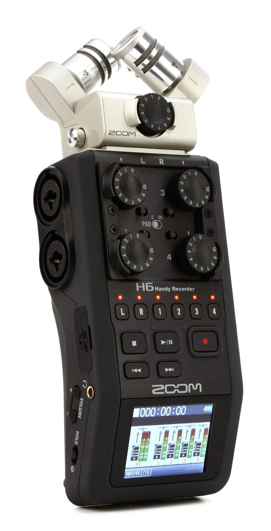 Zoom H6 6-Track Portable Recorder, Stereo Microphones, 4 XLR/TRS Inputs, Records to SD Card, USB Audio Interface, Battery Powered, for Stereo/Multitrack Audio for Video, Podcasting, and Music