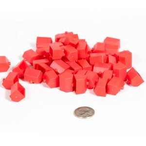 Plastic Hotels: Red Color Board Game Replacement Hotel (Colored Miniature Town & City Buildings, Board Game Playing Pieces)