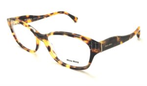 miu miu mu03iv - 7s01o1 eyeglasses spotted tortoise frame 55mm w/clear demo lens