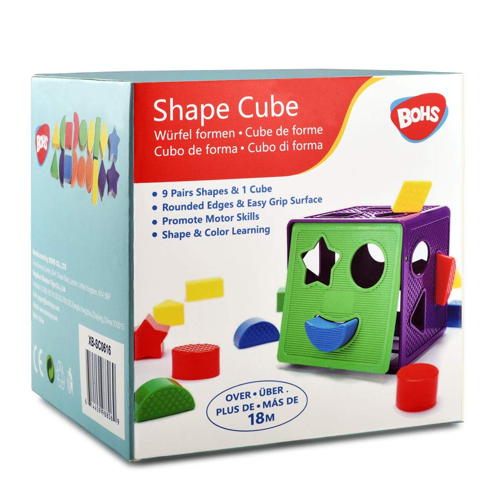 BOHS Geometric Shape Sorting Cube Baby Toys, with 18 Shapes and 1 Cube