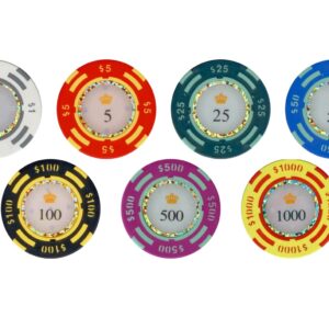 Versa Games 13.5 Gram Poker Chips - Clay Poker Chips Set - 500 Piece Crown Casino Poker Set with Numbers Denomination - New Upgraded Poker Case