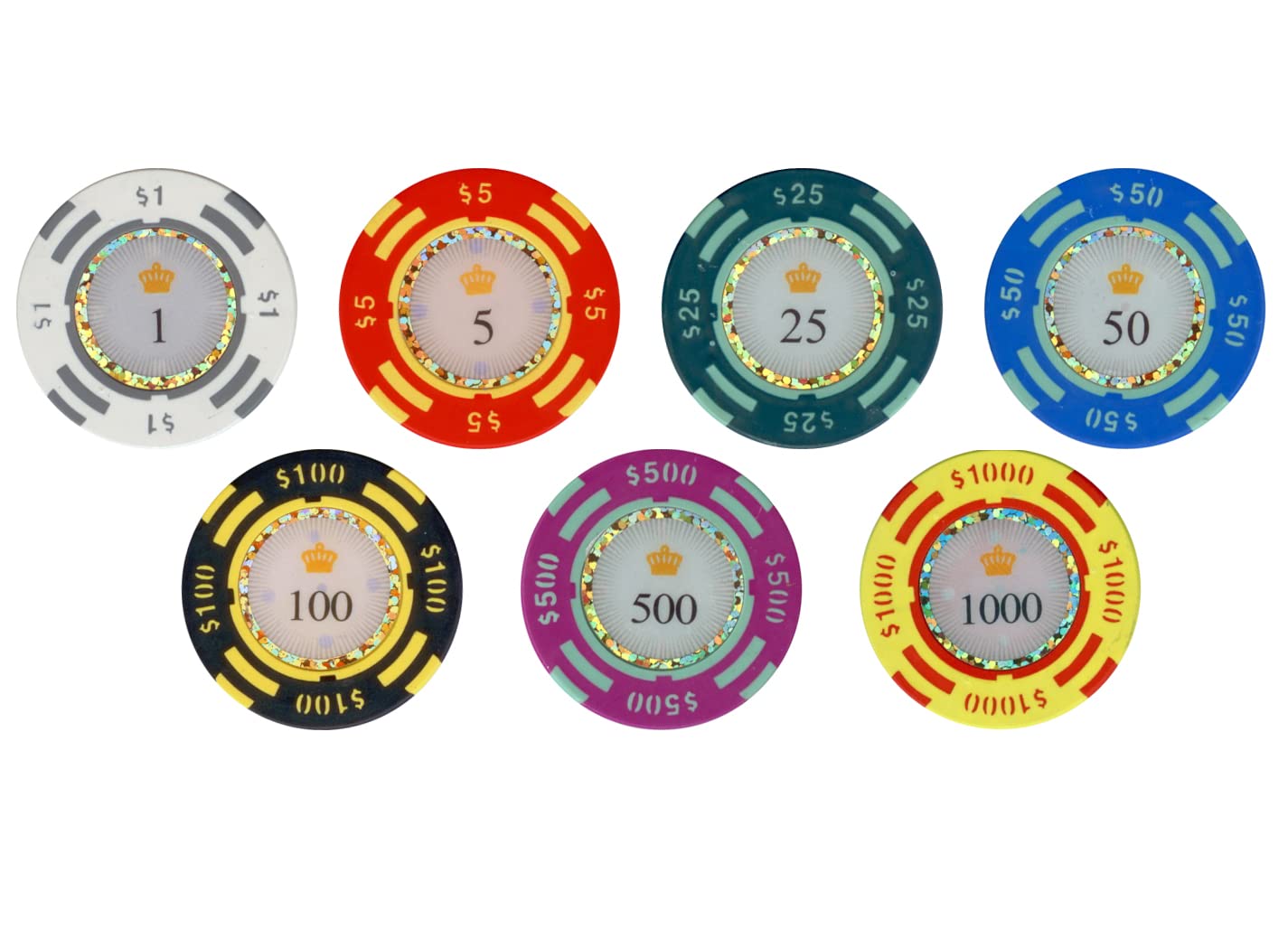 Versa Games 13.5 Gram Poker Chips - Clay Poker Chips Set - 500 Piece Crown Casino Poker Set with Numbers Denomination - New Upgraded Poker Case