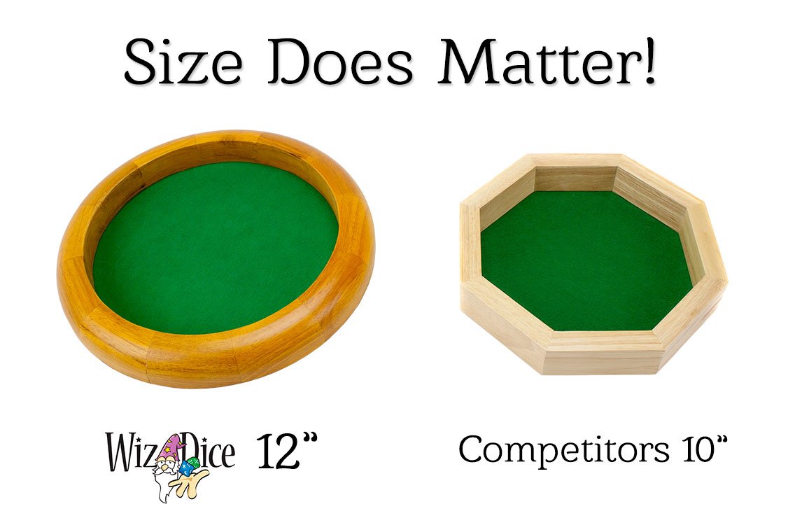 Wiz Dice 12-inch Felt-Lined Wooden Dice Trays (Round)