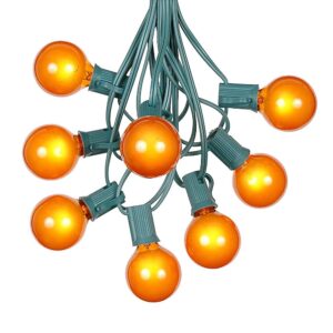 g40 patio string lights with 25 orange globe bulbs - hanging garden string lights - vintage backyard patio lights - outdoor string lights - market cafe string lights - green wire - 25 foot