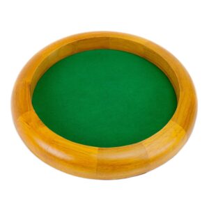 wiz dice 12-inch felt-lined wooden dice trays (round)