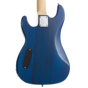 Davison Guitars Full Size Electric Bass Guitar with 15-Watt Amp, Blue - 4 String Right Handed Beginner Kit with Gig Bag and Accessories