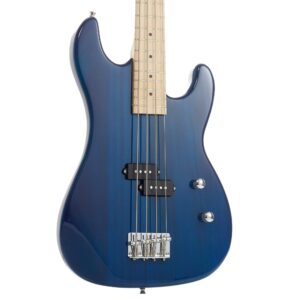 Davison Guitars Full Size Electric Bass Guitar with 15-Watt Amp, Blue - 4 String Right Handed Beginner Kit with Gig Bag and Accessories