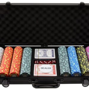 Versa Games 13.5 Gram Poker Chips - Clay Poker Chips Set - 500 Piece Crown Casino Poker Set with Numbers Denomination - New Upgraded Poker Case