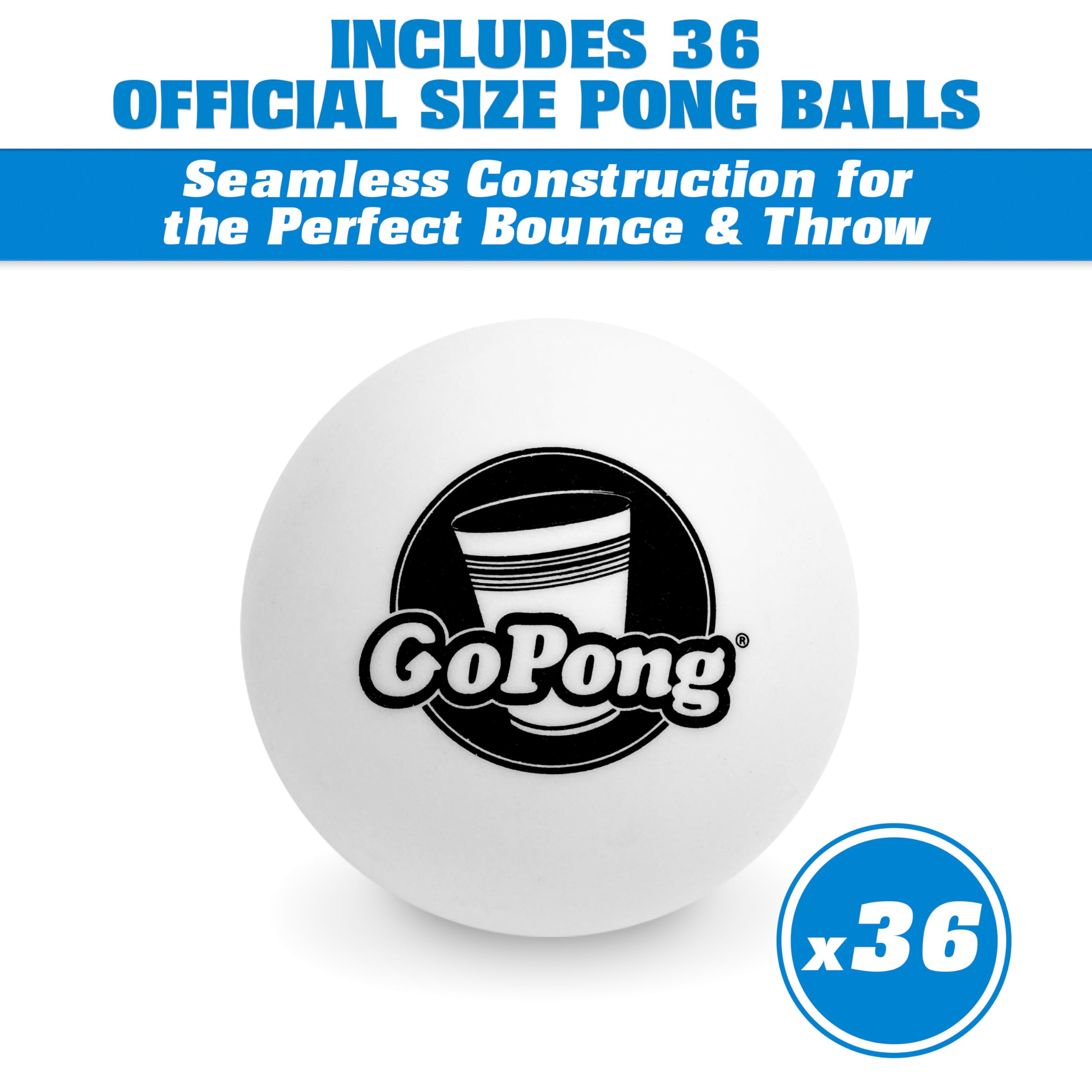 GoPong Official Beer Pong Balls (Pack of 36), White