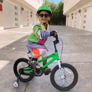 RoyalBaby Freestyle Kids Bike Boys Girls 16 Inch BMX Childrens Bicycle with Training Wheels & Kickstand for Ages 4-7 years, Green