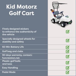 Kid Motorz Junior 6V Pro Golf Cart Ride-On, White