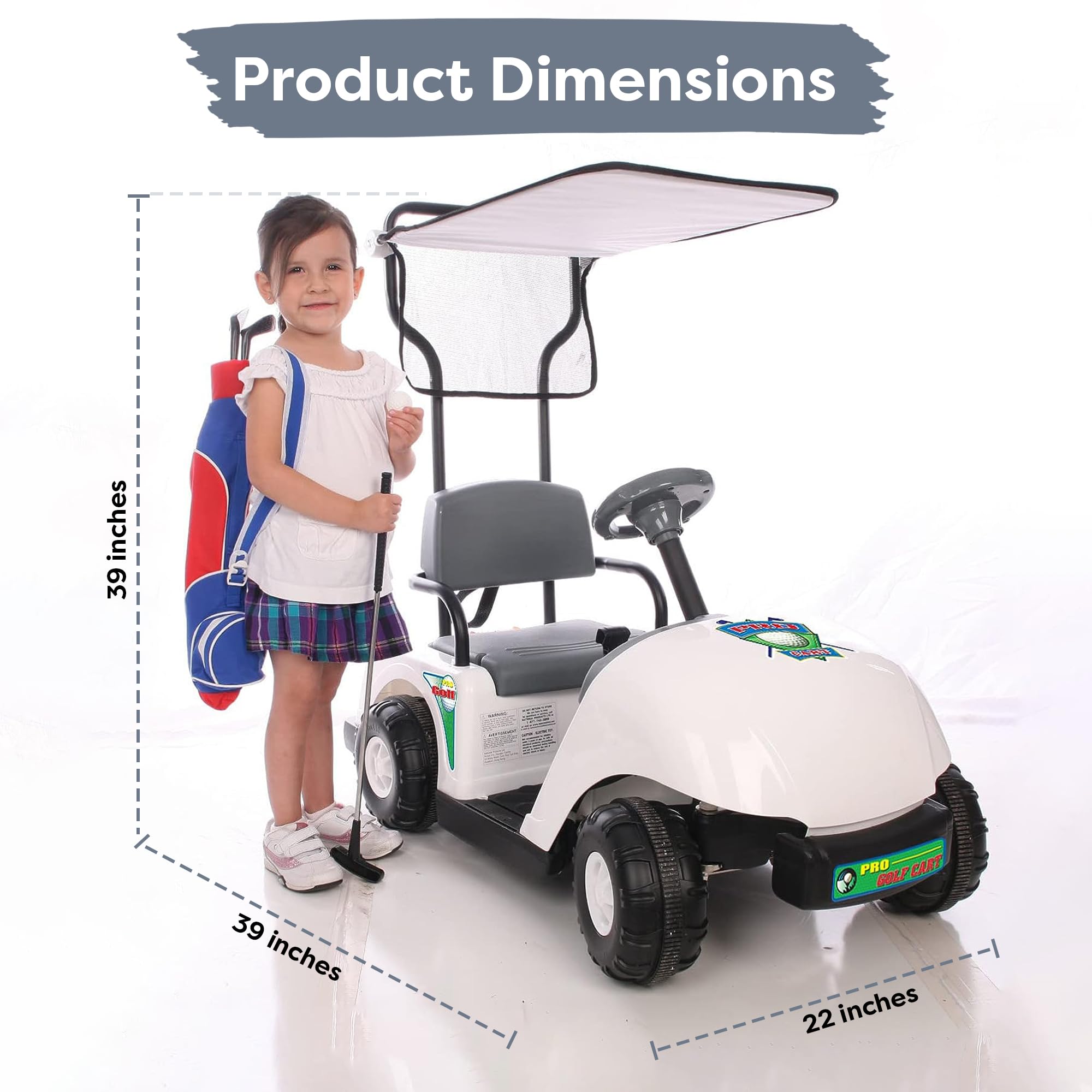 Kid Motorz Junior 6V Pro Golf Cart Ride-On, White