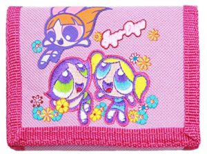 wallet - power puff girls - girls w/ flowers - pink trifold