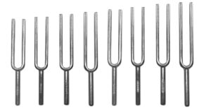 eisco labs scientific steel tuning forks, set of 8 (scientific pitch, c4 = 256hz) - designed for physics experiments