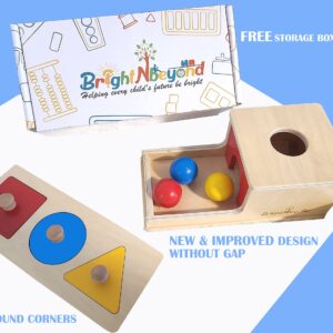 BrightNBeyond 2-for-1 Montessori Bundle with Object Permanence Box and Multiple Shape Puzzle Sorter Wooden First Shapes for 6-12 Months Infant 1 2 Year Old Motor Developmental Baby Sensory Skills Toys