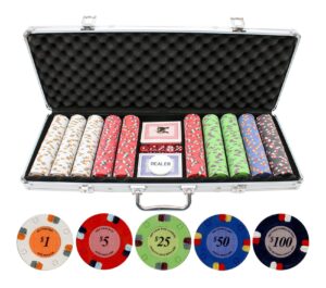 13.5g 500pc lucky horseshoe clay poker chips set - las vegas casino quality poker chips