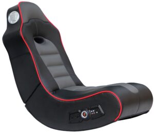 x rocker surge video gaming floor chair with built-in wireless bluetooth audio, foldable, padded backrest, faux leather, 275 lbs max, black and red