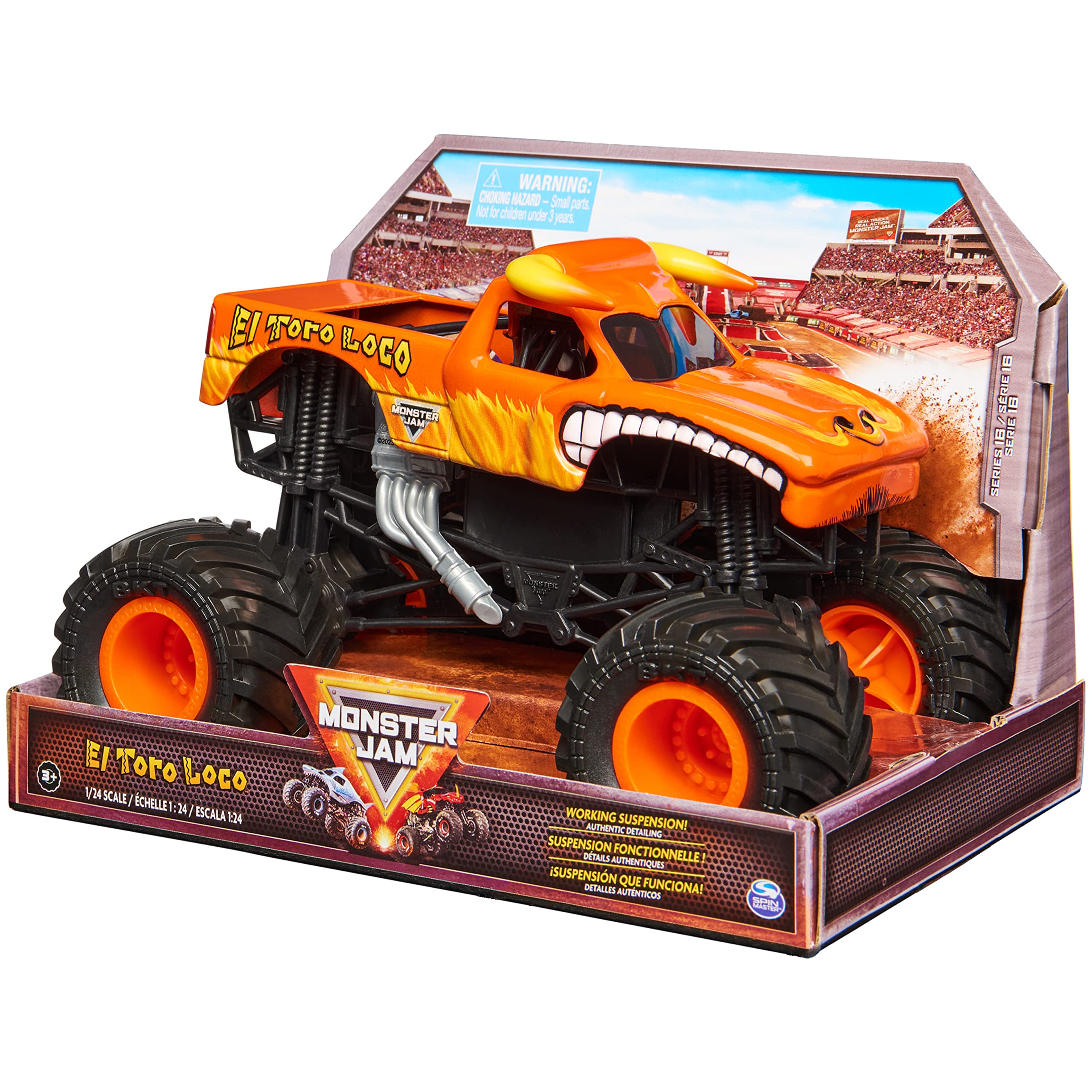 Monster Jam, Official El Toro Loco Monster Truck, Collector Die-Cast Vehicle, 1:24 Scale, Kids Toys for Boys Ages 3 and up