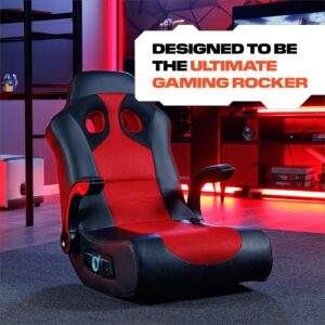 X Rocker Aspire 2.1 Race Car Seat Video Gaming Lounging Floor Chair, with Vibration Motors, Wireless Bluetooth Audio, 2 Speakers, Subwoofer, Padded Armrests, 5172801, 23.6" x 14.6" x 17.7", Black and Red