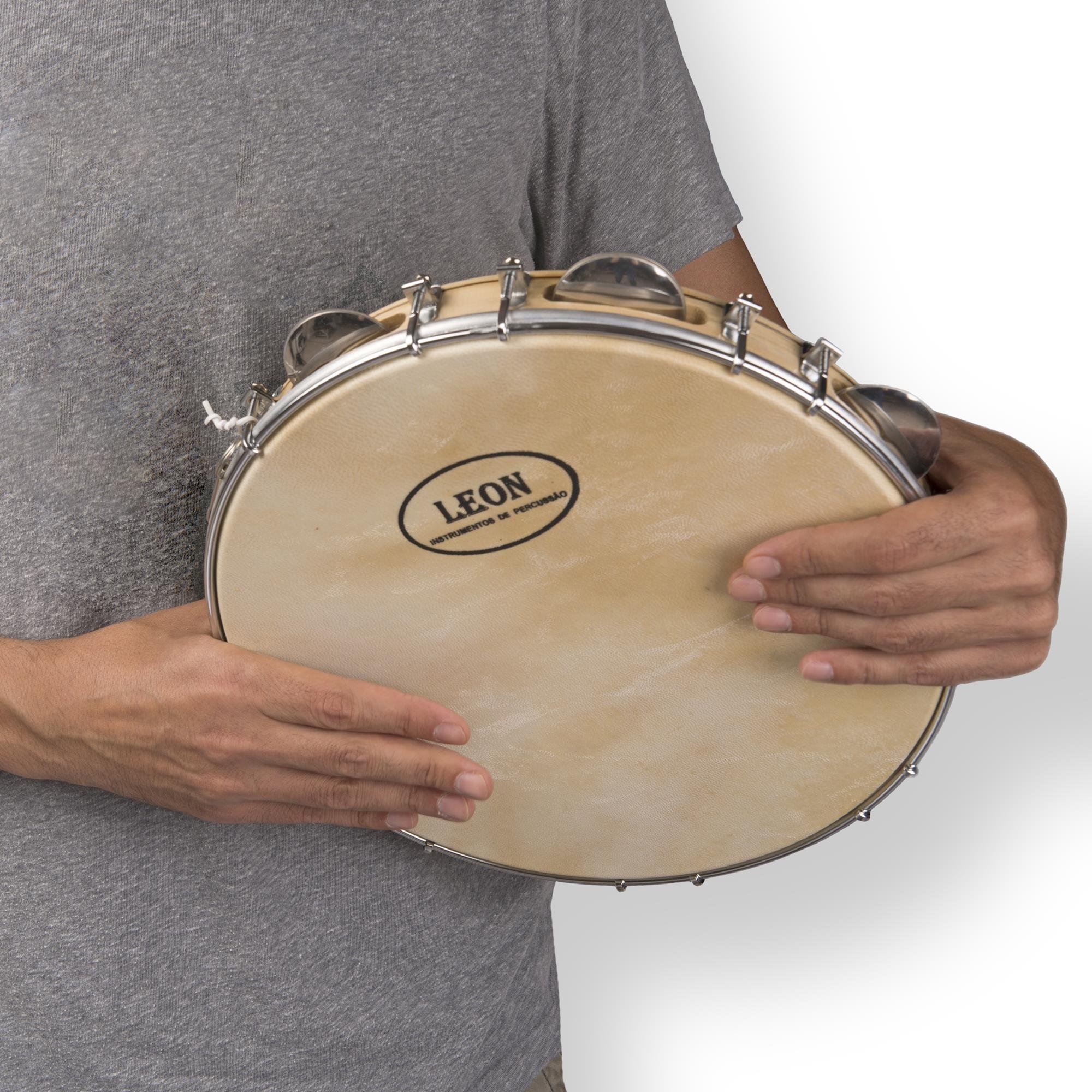 Capoeira Leather Pandeiro Drum Tambourine Samba Brasil Wood Music Instrument 10"