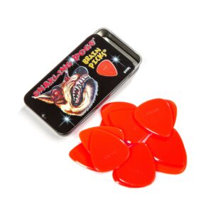 D'Andrea Snarling Dog Brain Nylon Guitar Picks 12 Pack with Tin Box (Red, 0.73mm)