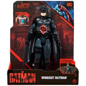 DC Comics, Batman 30cm Wingsuit Action Figure with Lights and Phrases, Expanding Wings, The Batman Movie Collectible Kids Toys for Boys and Girls Ages 3 and up