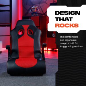 X Rocker Aspire 2.1 Race Car Seat Video Gaming Lounging Floor Chair, with Vibration Motors, Wireless Bluetooth Audio, 2 Speakers, Subwoofer, Padded Armrests, 5172801, 23.6" x 14.6" x 17.7", Black and Red