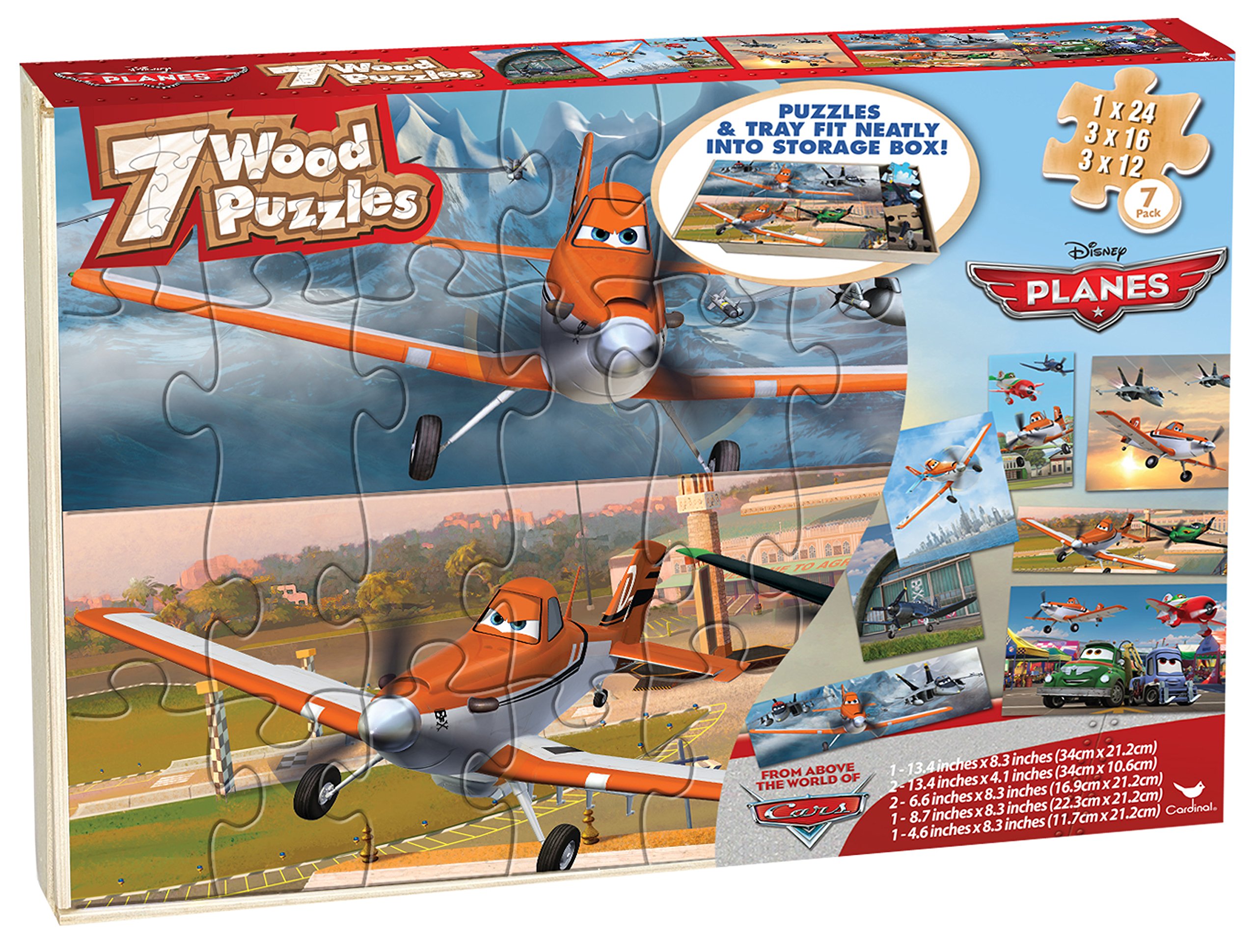 Spin Master Games Planes 7 Wood Puzzles in Wooden Storage Box (Styles Will Vary)