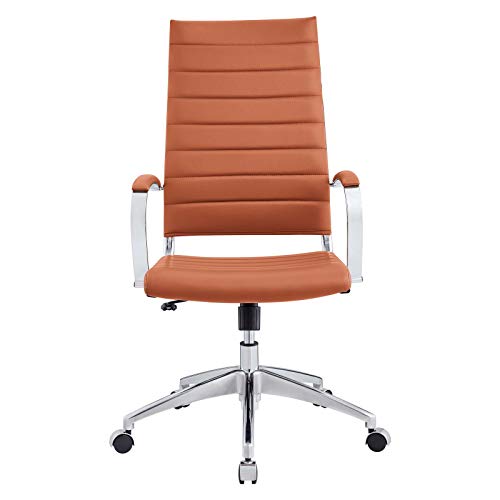 Modway Jive Ribbed High Back Tall Executive Swivel Office Chair With Arms In Terracotta