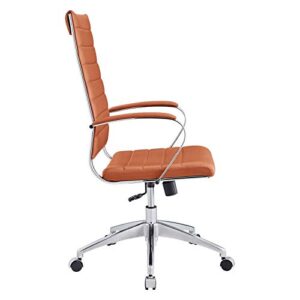 Modway Jive Ribbed High Back Tall Executive Swivel Office Chair With Arms In Terracotta