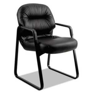 hon 2090 pillow-soft series leather guest arm chair, black